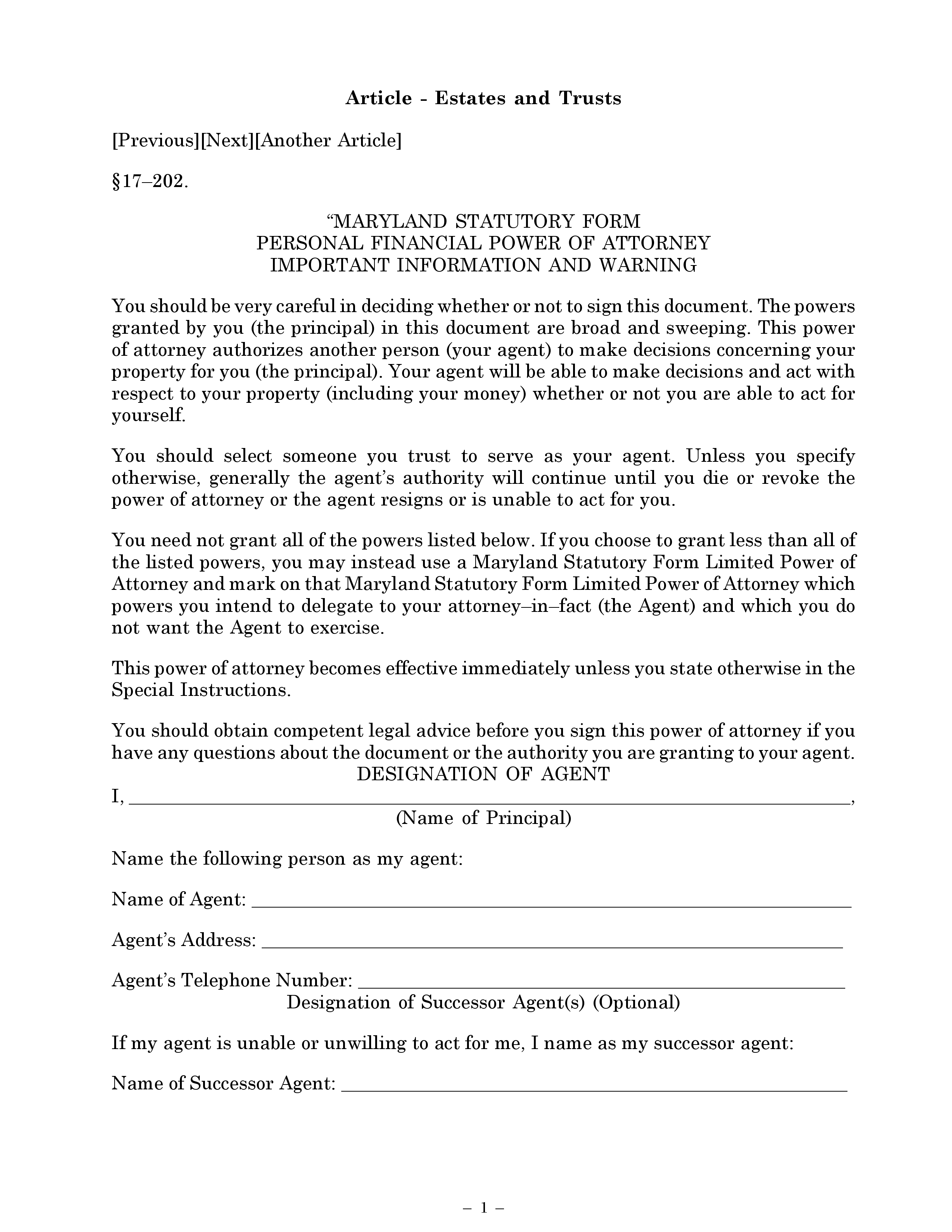 Free Maryland Power Of Attorney Forms Adobe PDF Word free-maryland-power-of-attorney-forms-adobe-pdf-word